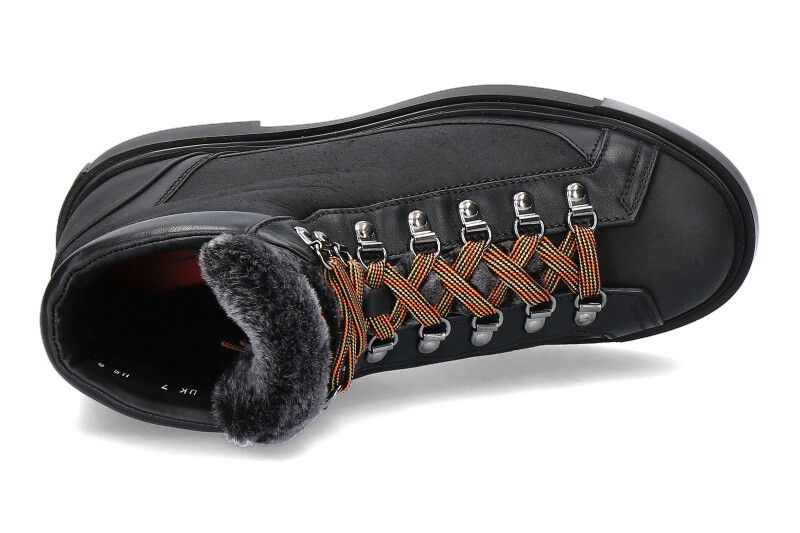 Santoni Herren- Schnürboots gefüttert FARAH LAMB- nero/ schwarz